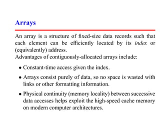 Skiena algorithm 2007 lecture04 elementary data structures | PDF