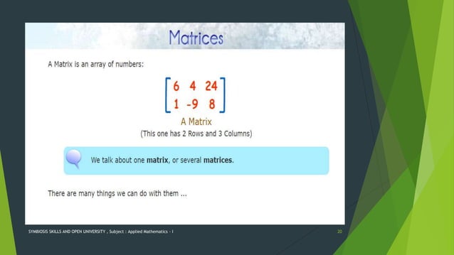 BASICS OF MATRICES WITH APPLICATION IN ENGINEERING | PPTX | Physics ...