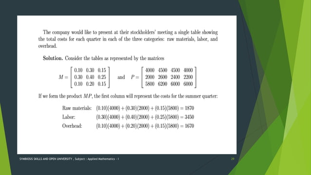 BASICS OF MATRICES WITH APPLICATION IN ENGINEERING | PPTX | Physics | Science