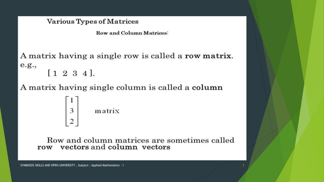 BASICS OF MATRICES WITH APPLICATION IN ENGINEERING | PPT