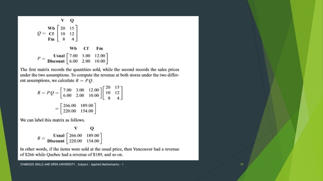 BASICS OF MATRICES WITH APPLICATION IN ENGINEERING | PPTX | Physics | Science
