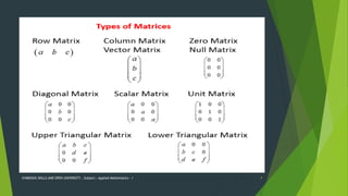 BASICS OF MATRICES WITH APPLICATION IN ENGINEERING | PPTX