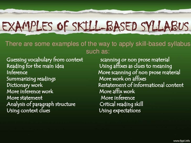 SKILL BASED SYLLABUS
