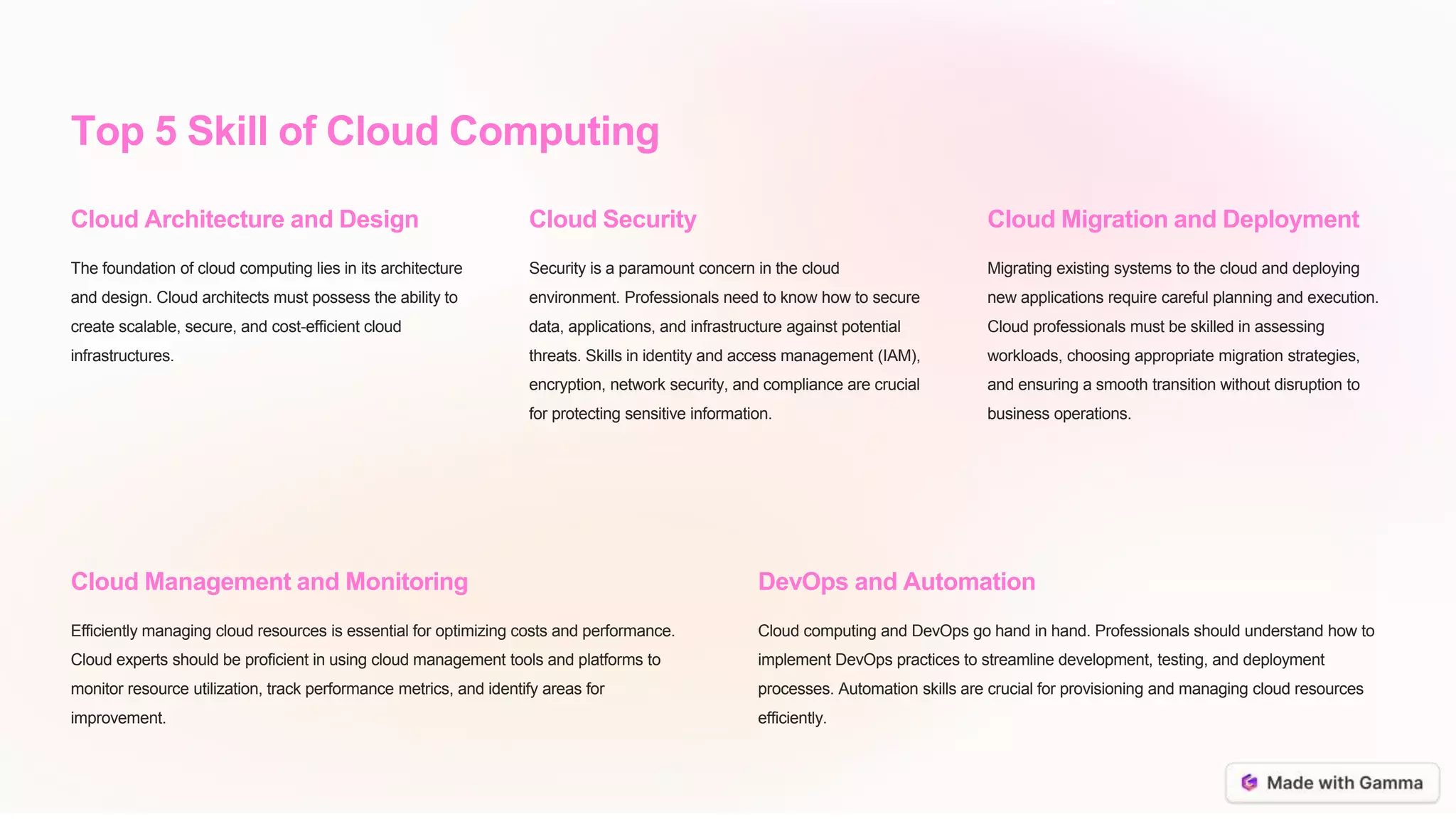Skill of Cloud Computing | PPTX | Cloud Computing | Internet