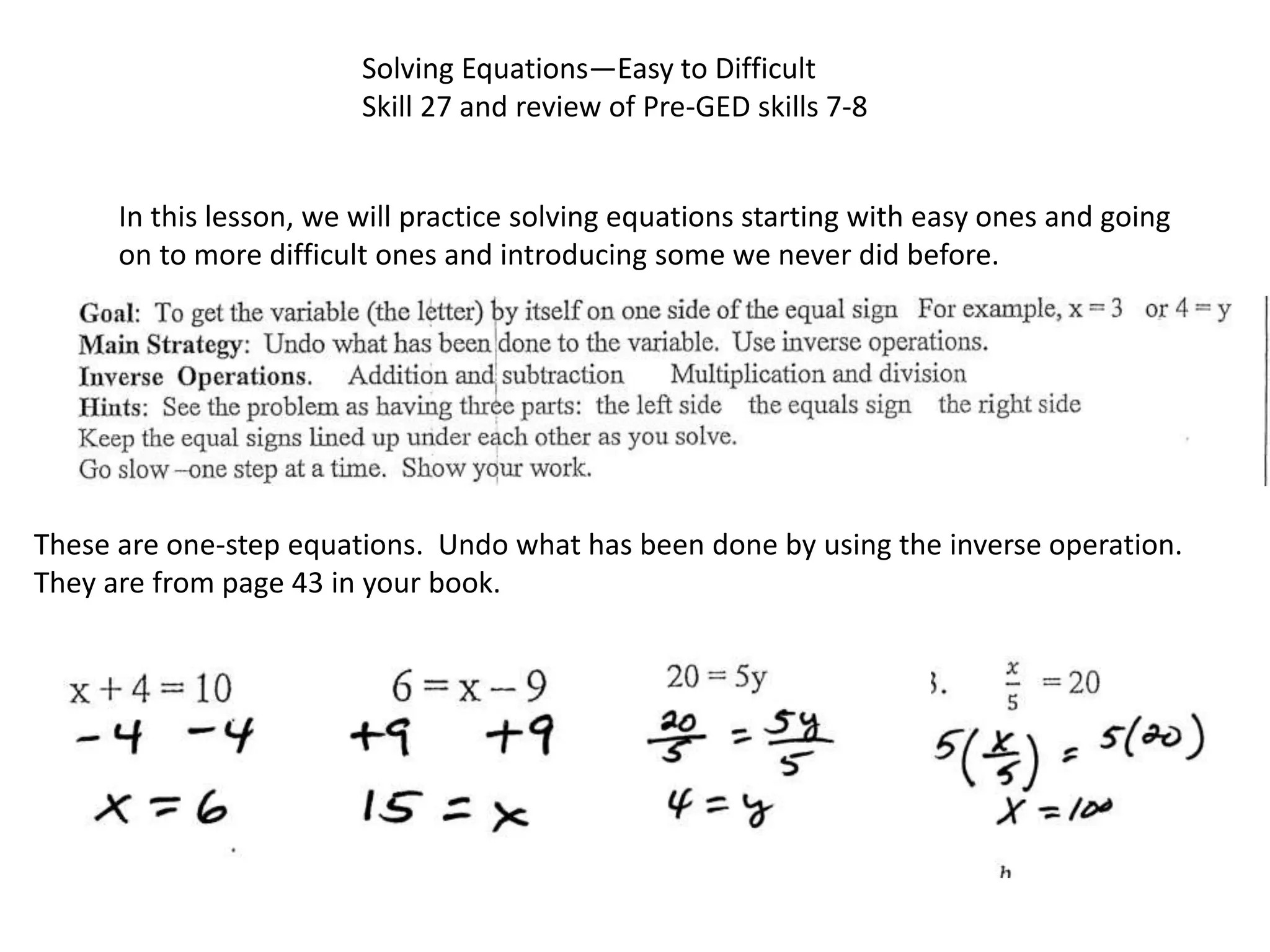 Skill27 solvingequations | PPT