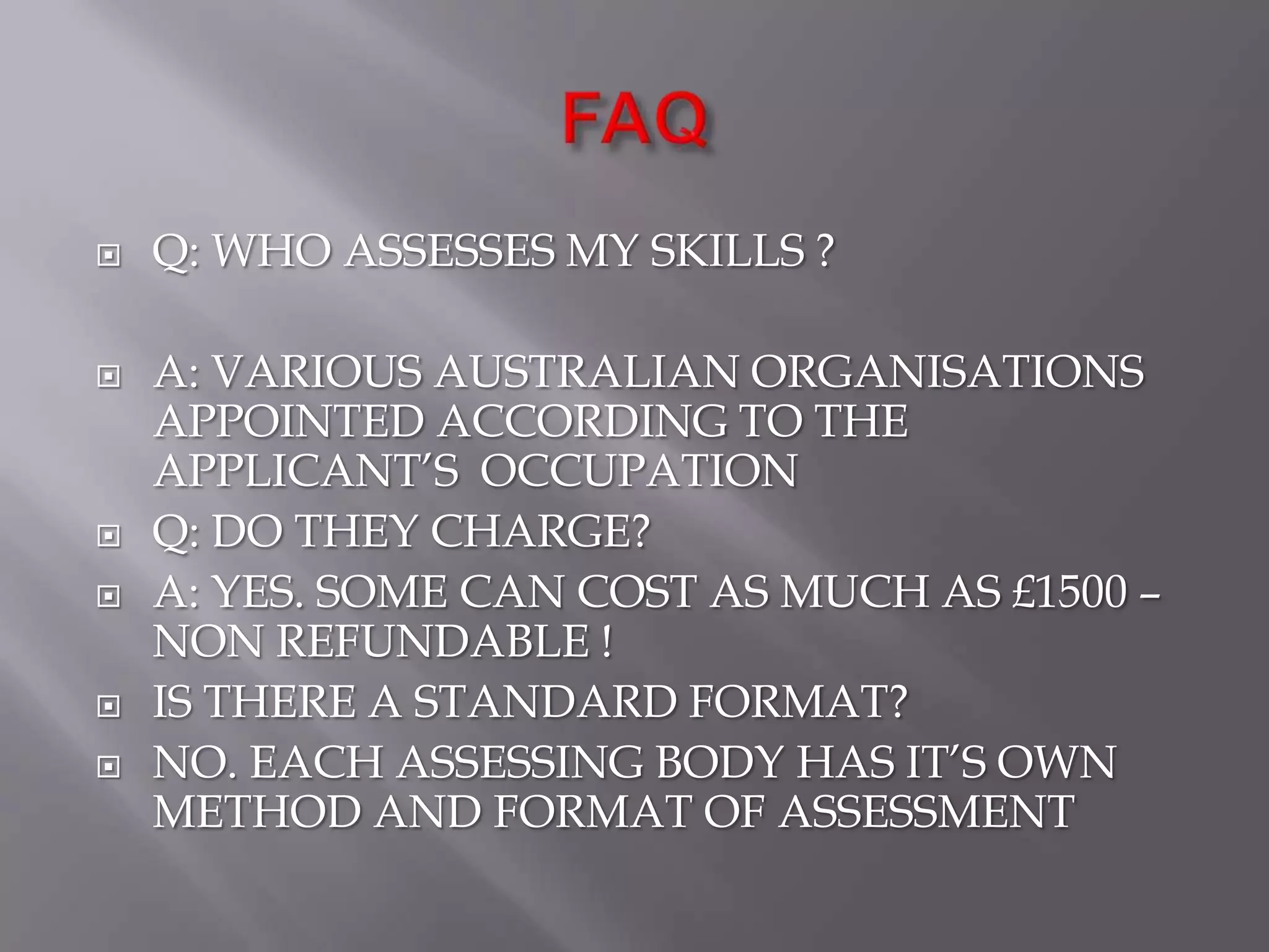 Australian Skill Assessments - An Overview | PPTX