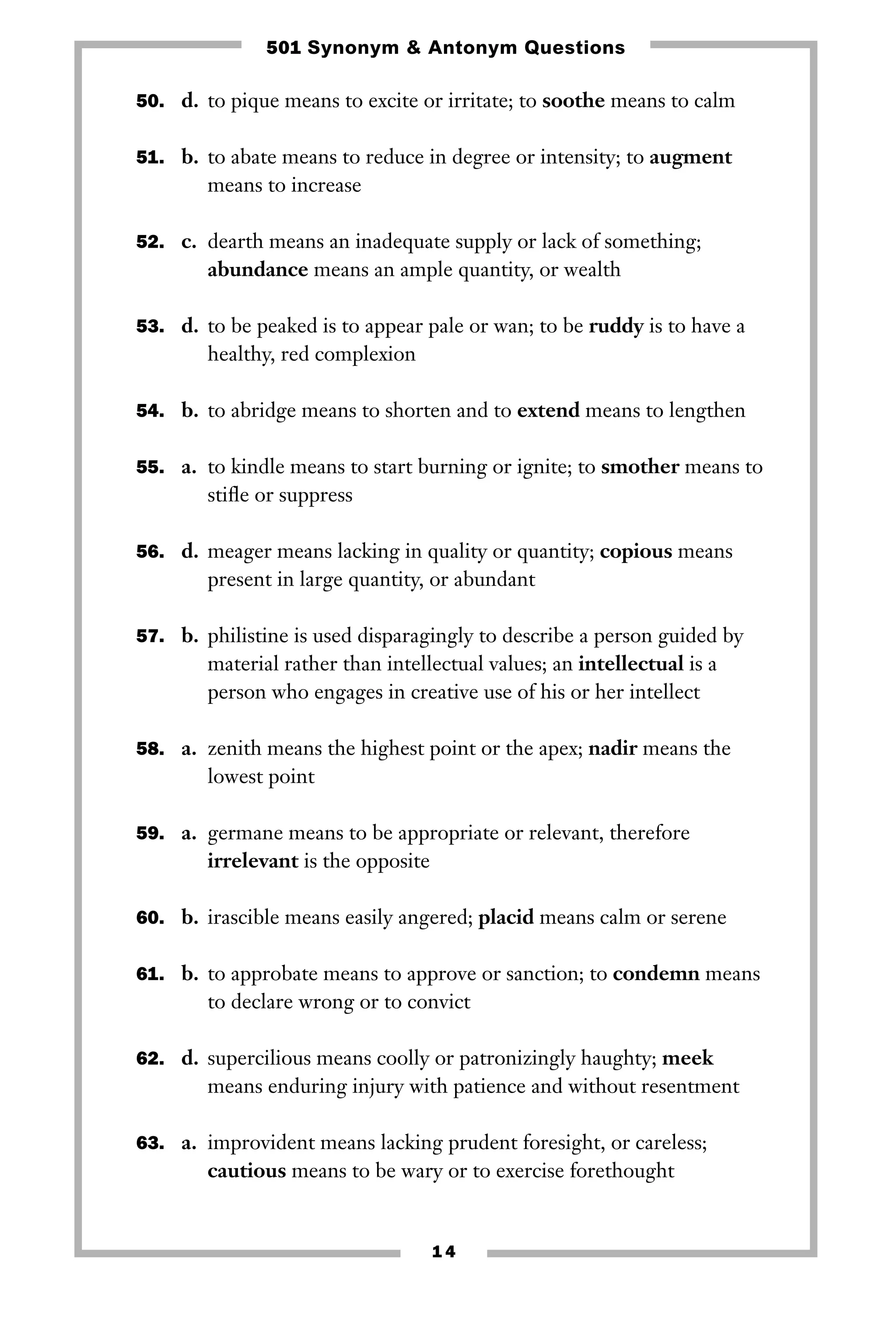 501 Synonyms and Antonyms Questions | PDF