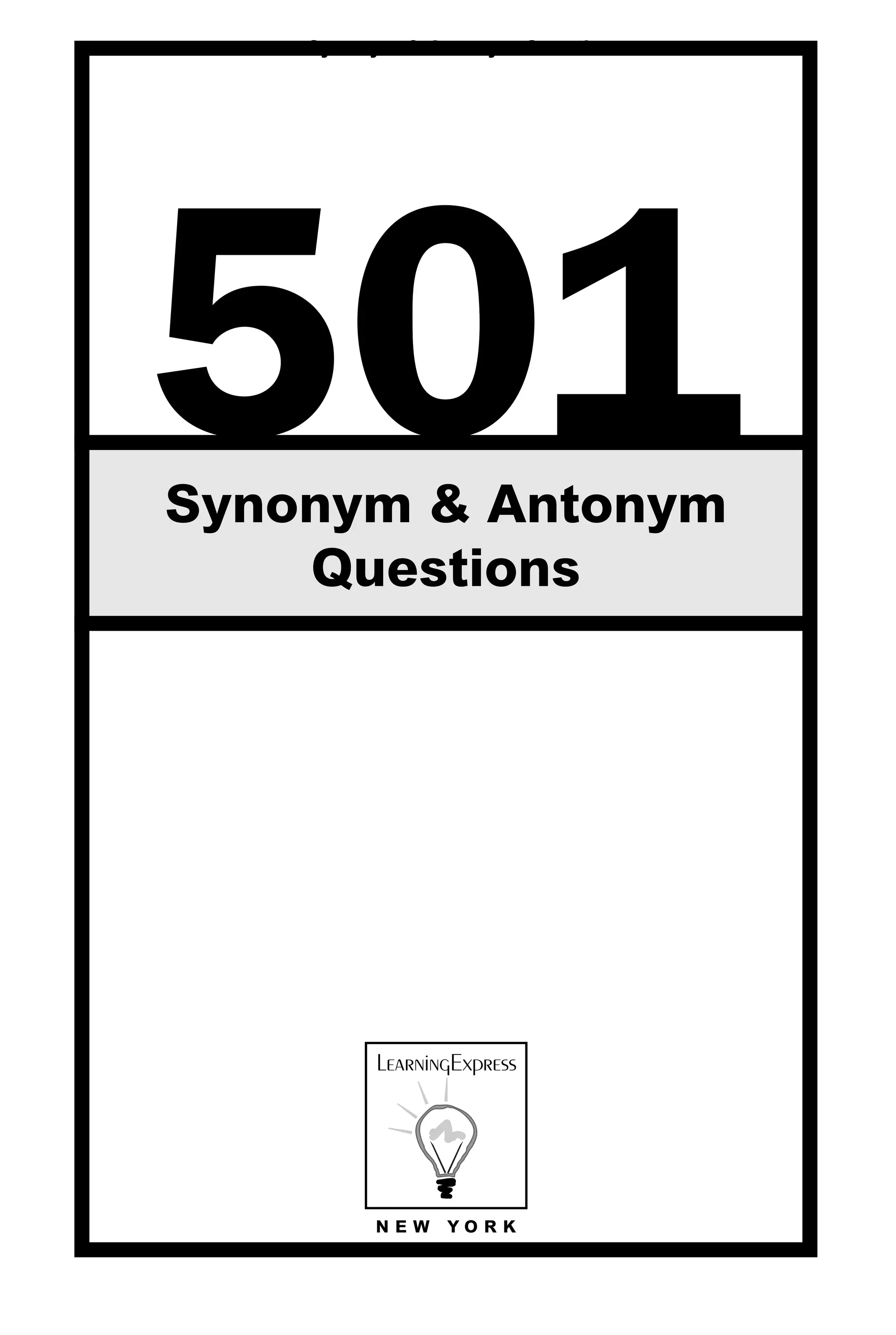 501 Synonyms and Antonyms Questions | PDF
