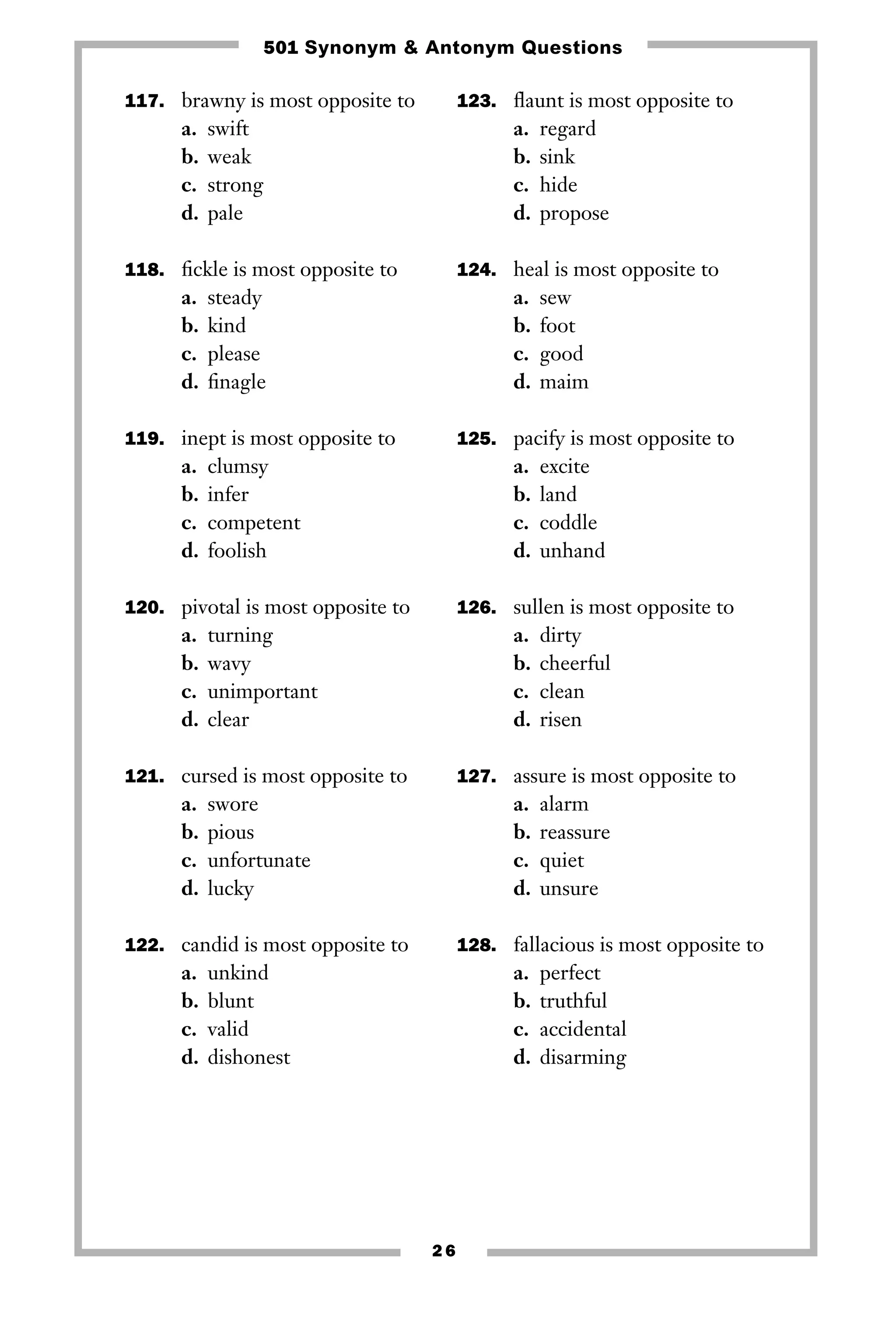 501 Synonyms and Antonyms Questions | PDF