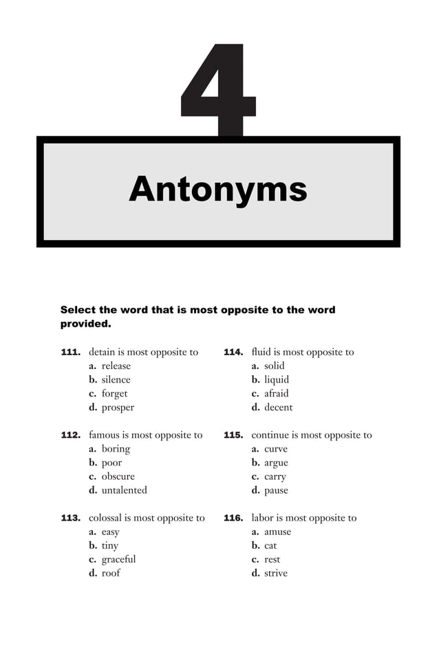 501 Synonyms and Antonyms Questions | PDF