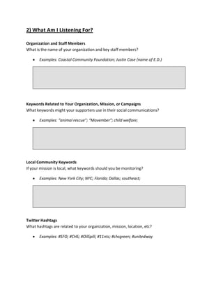 Worksheet: Social Media Listening for Nonprofits | PDF