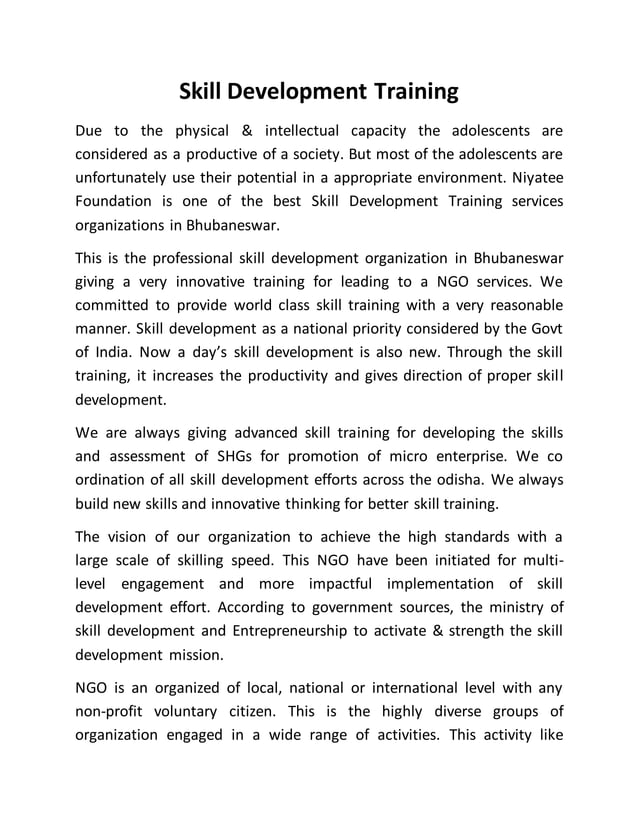 Skill developemnt | PDF