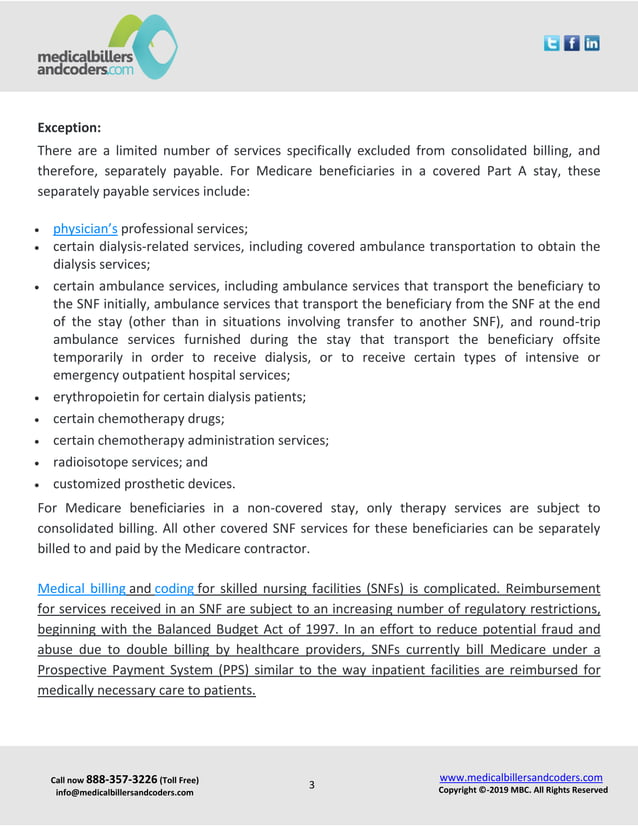 Skilled Nursing Facility (SNF) Consolidated Billing (CB) | PDF