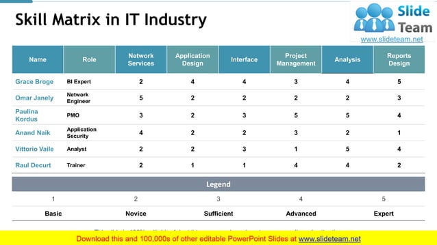 Skill Matrix PowerPoint Presentation Slides