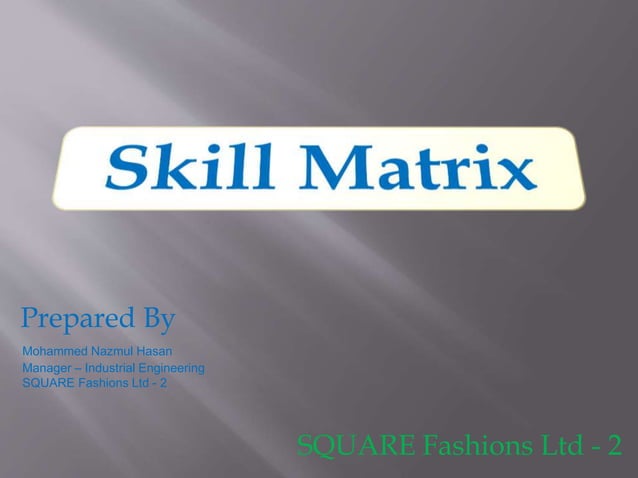 Skill matrix for Garments Industry | PPTX