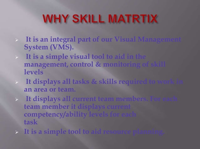 Skill matrix for Garments Industry | PPTX