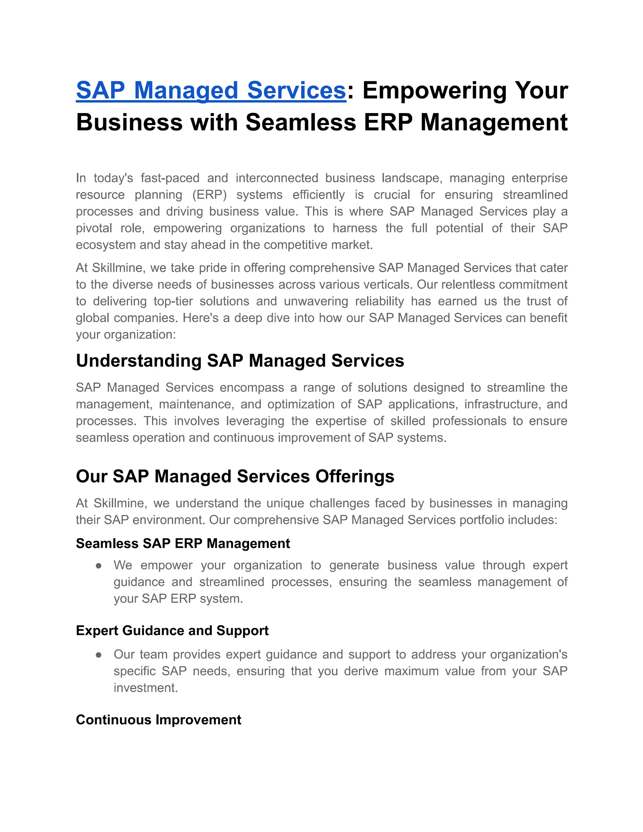 SAP Managed Service Providers |......... | PDF