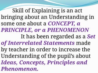 skill of explaining Micro Teaching Skill | PPT