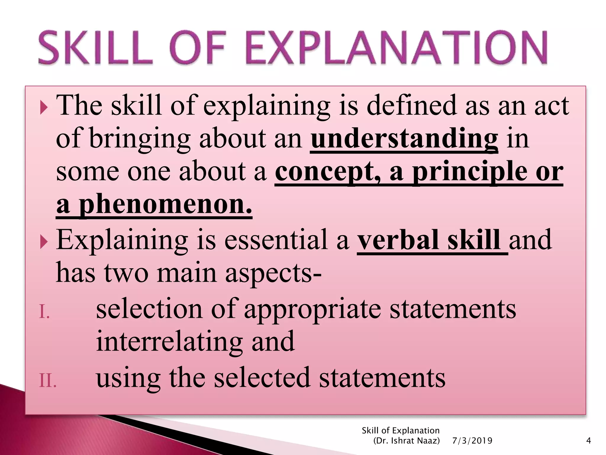 Skill of explaining (ishrat naaz) | PPTX