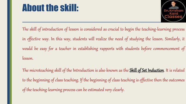 Skill of introducing the lesson | PPTX