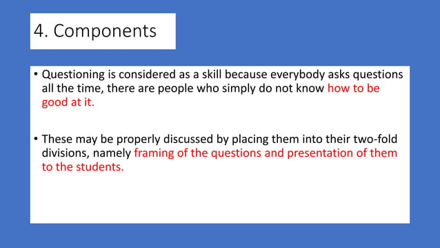 Skill of Questioning (Micro-Teaching) | PPTX