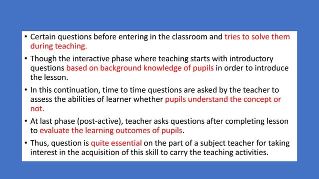 Skill of Questioning (Micro-Teaching) | PPTX