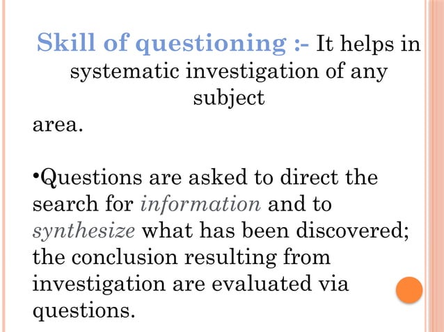 skill of questioning Teaching Practice Skill | PPT