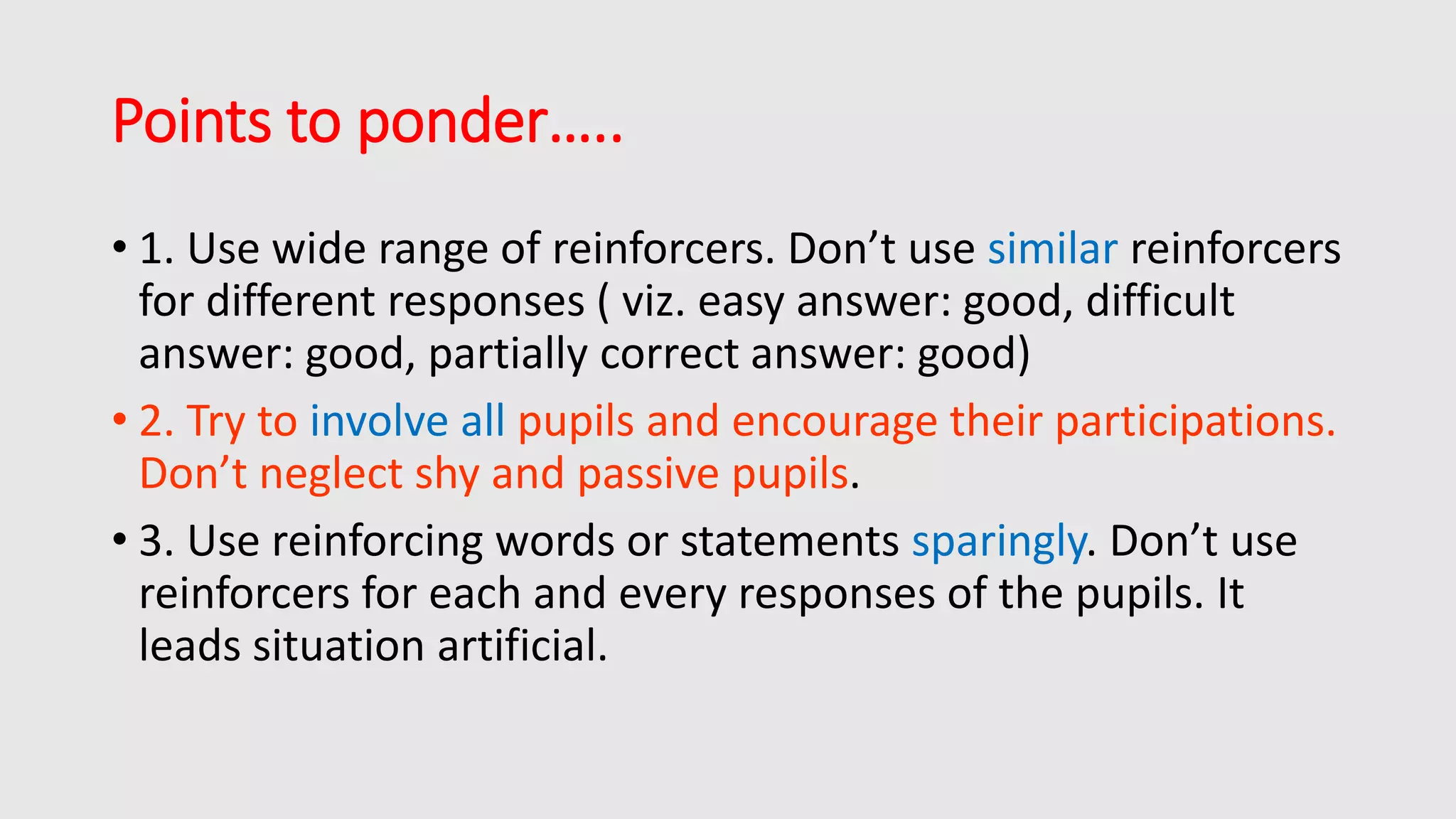 Skill of reinforcement in Microteaching | PPTX