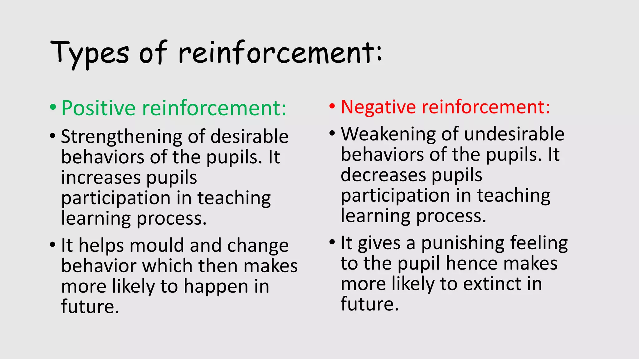 Skill of reinforcement in Microteaching | PPTX
