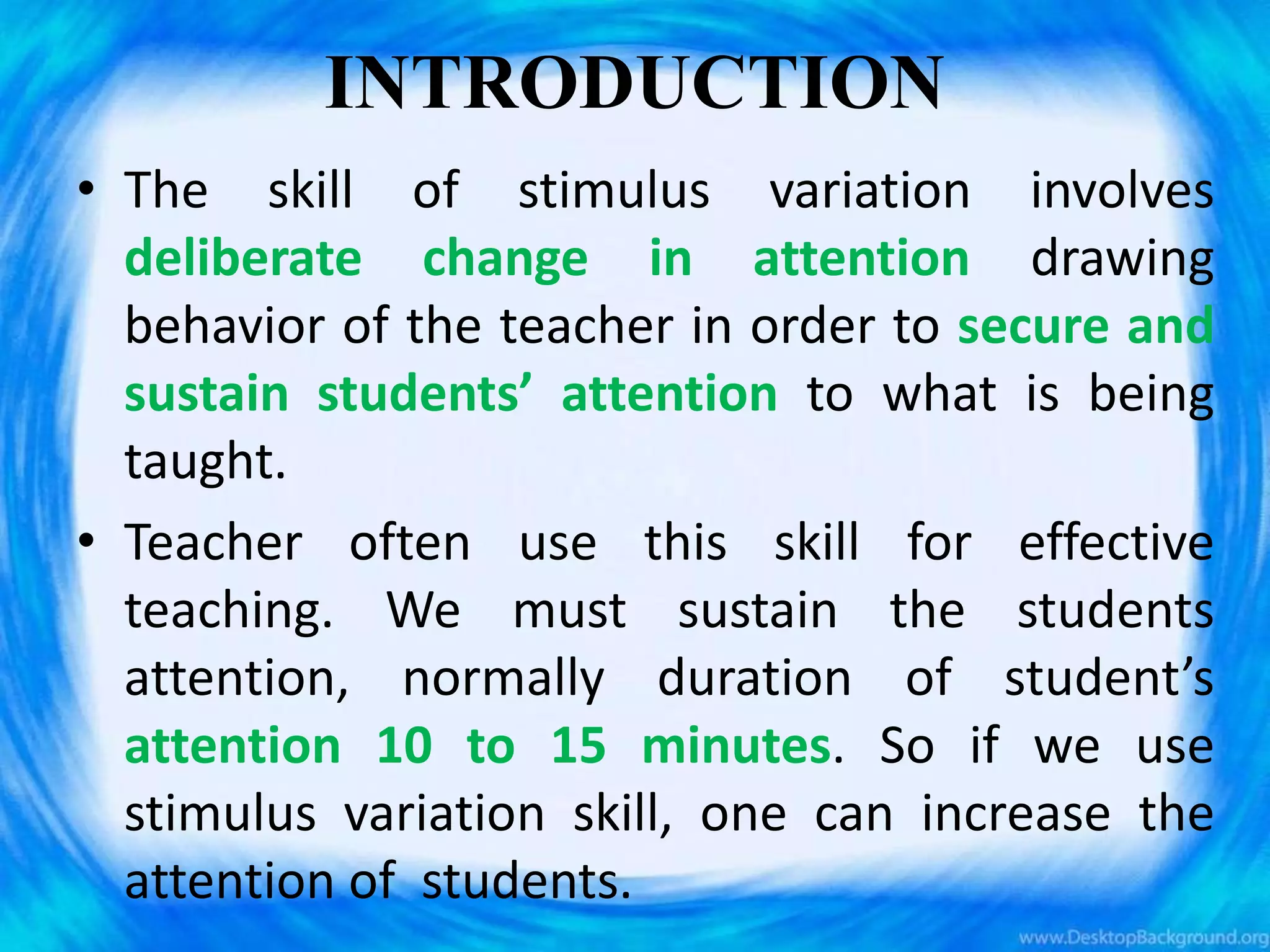 Skill of stimulus variation | PPTX