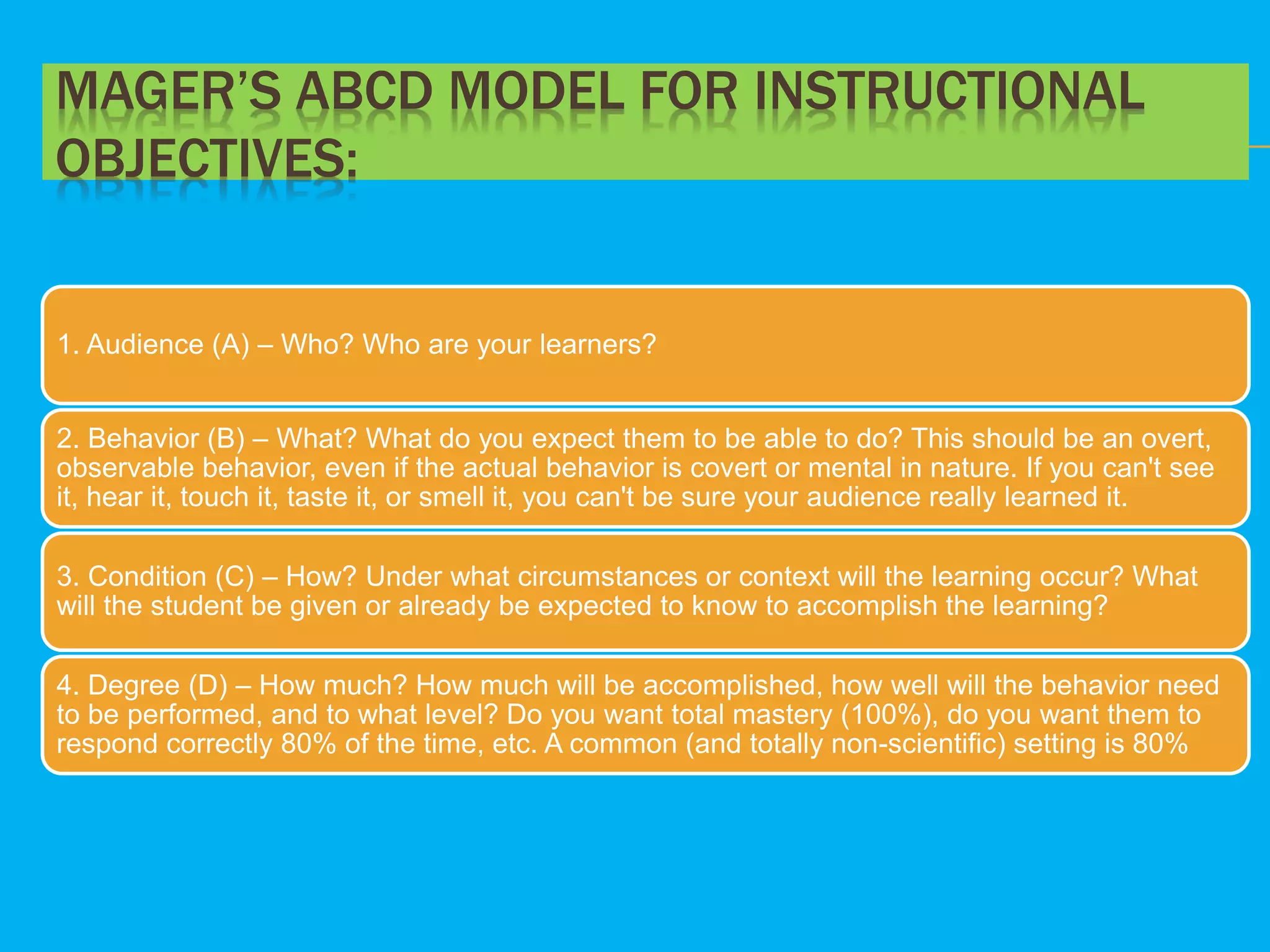 Skill of writing objectives | PPTX | Educational Assessment | Education