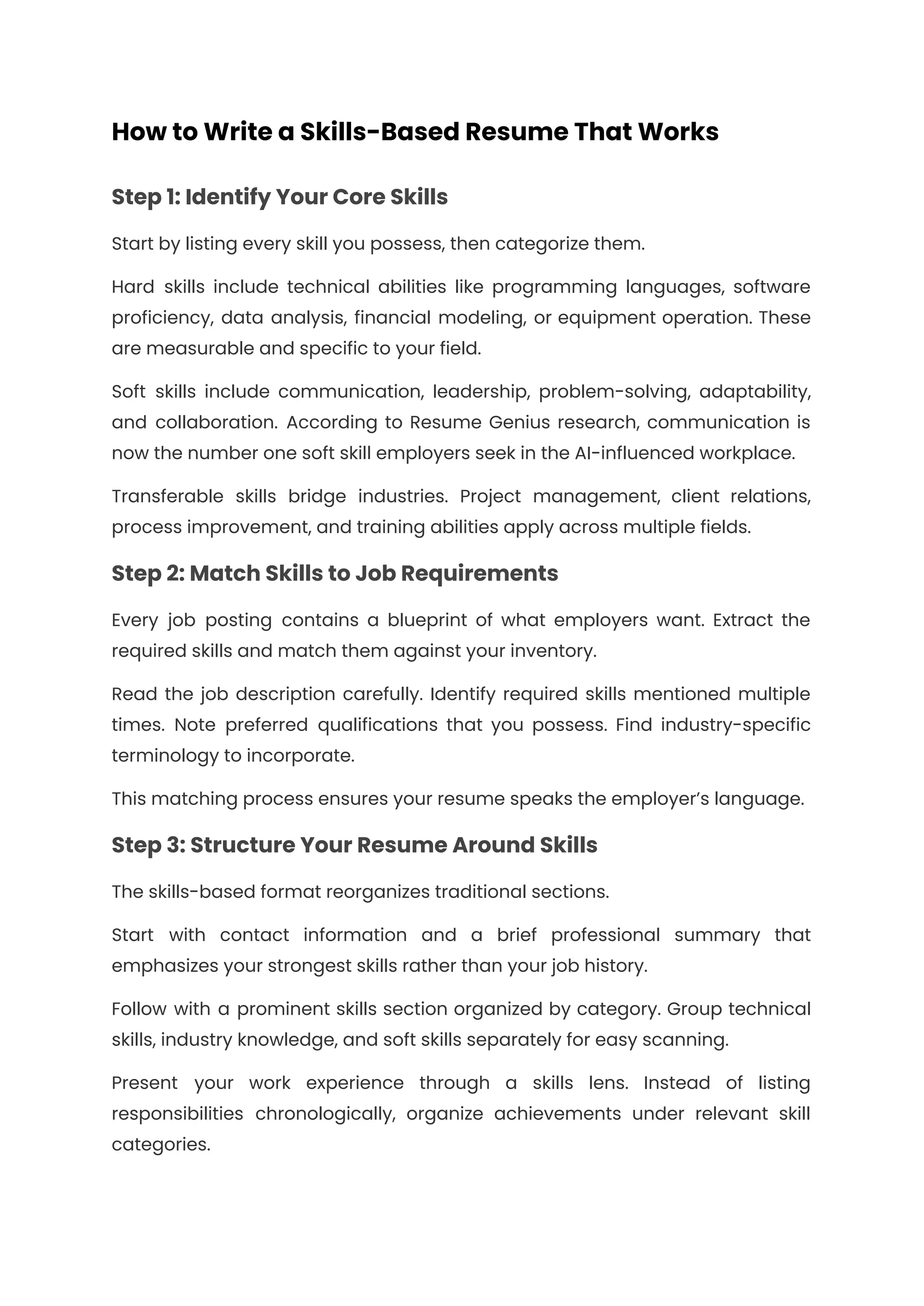 Skills-Based Resume 2025: How to Write One That Gets You Hired | PDF