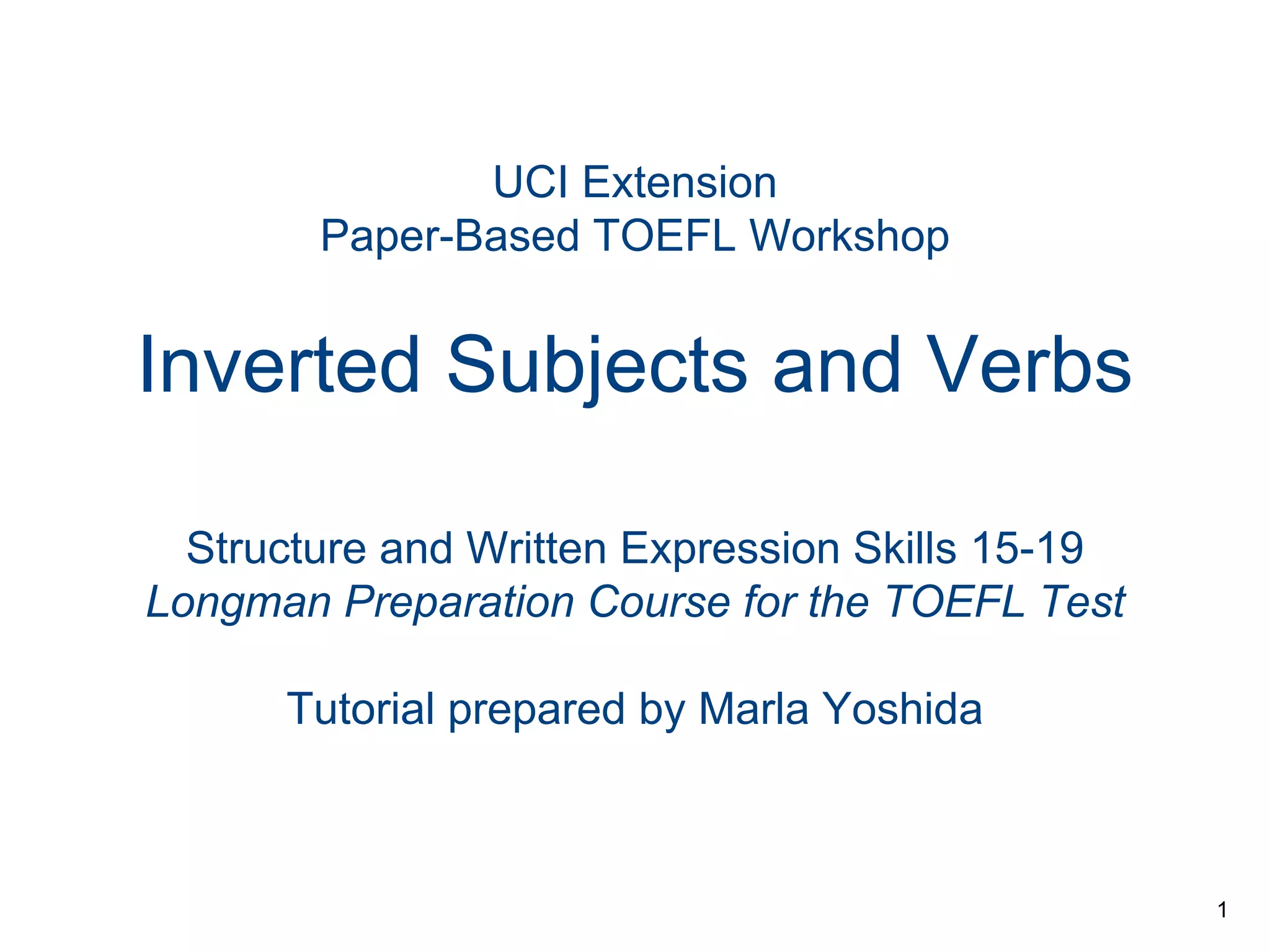 Skills 15 19 inverted subjects and verbs | PPTX