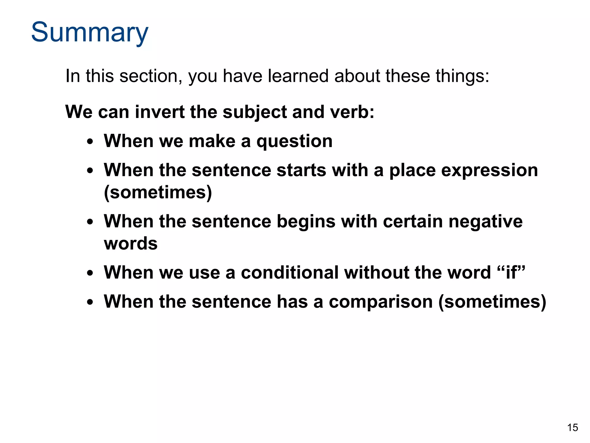 Skills 15 19 inverted subjects and verbs | PPTX