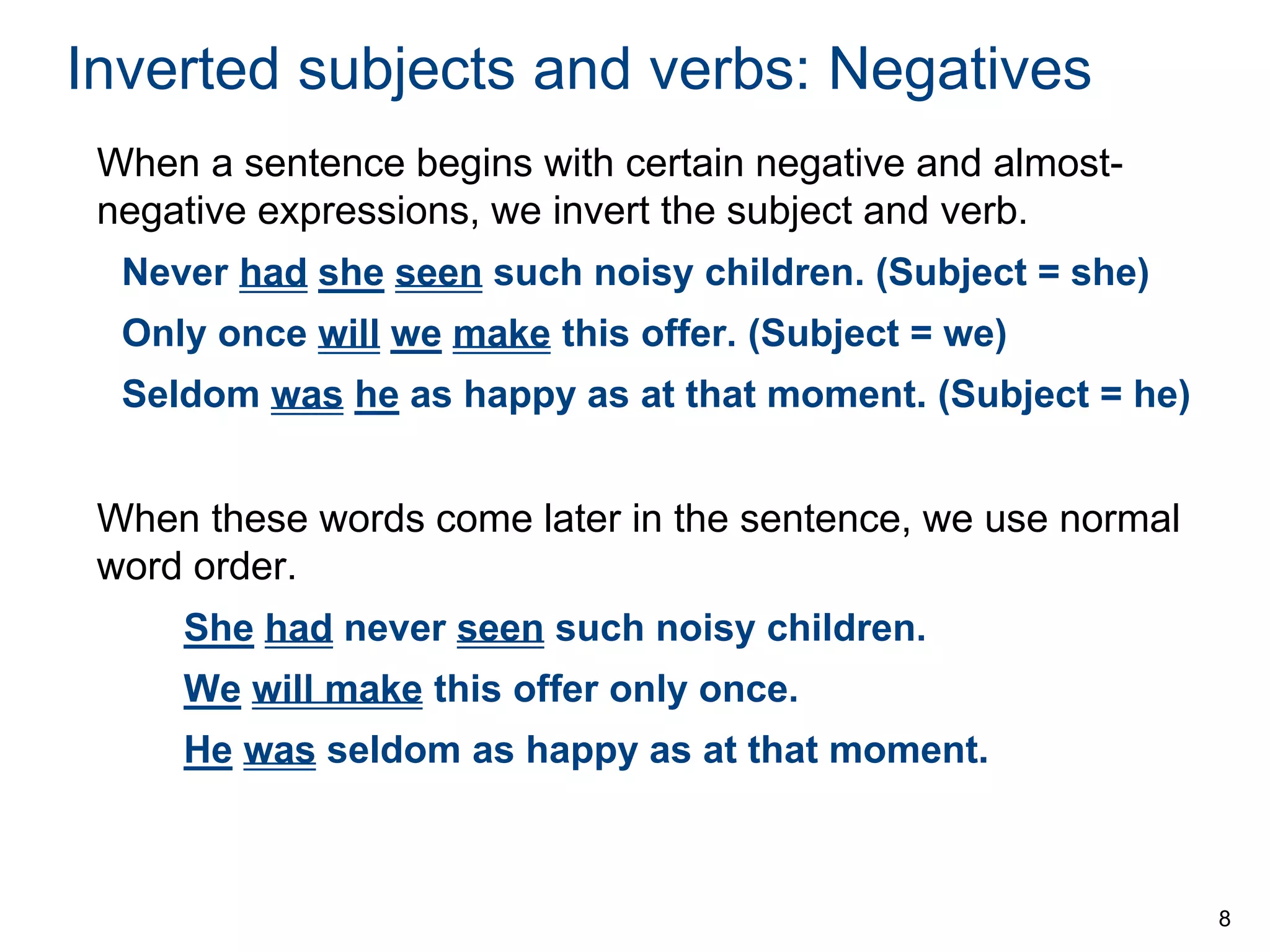 Skills 15 19 inverted subjects and verbs | PPTX