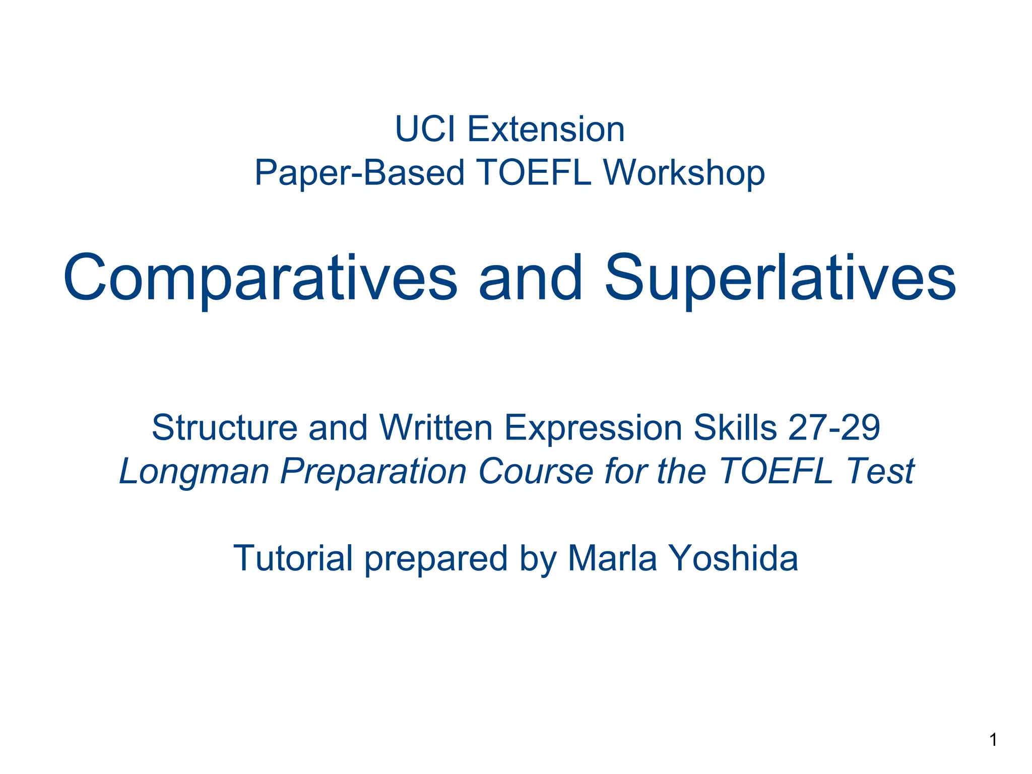 Skills 27 29 comparative and superlatives | PPTX