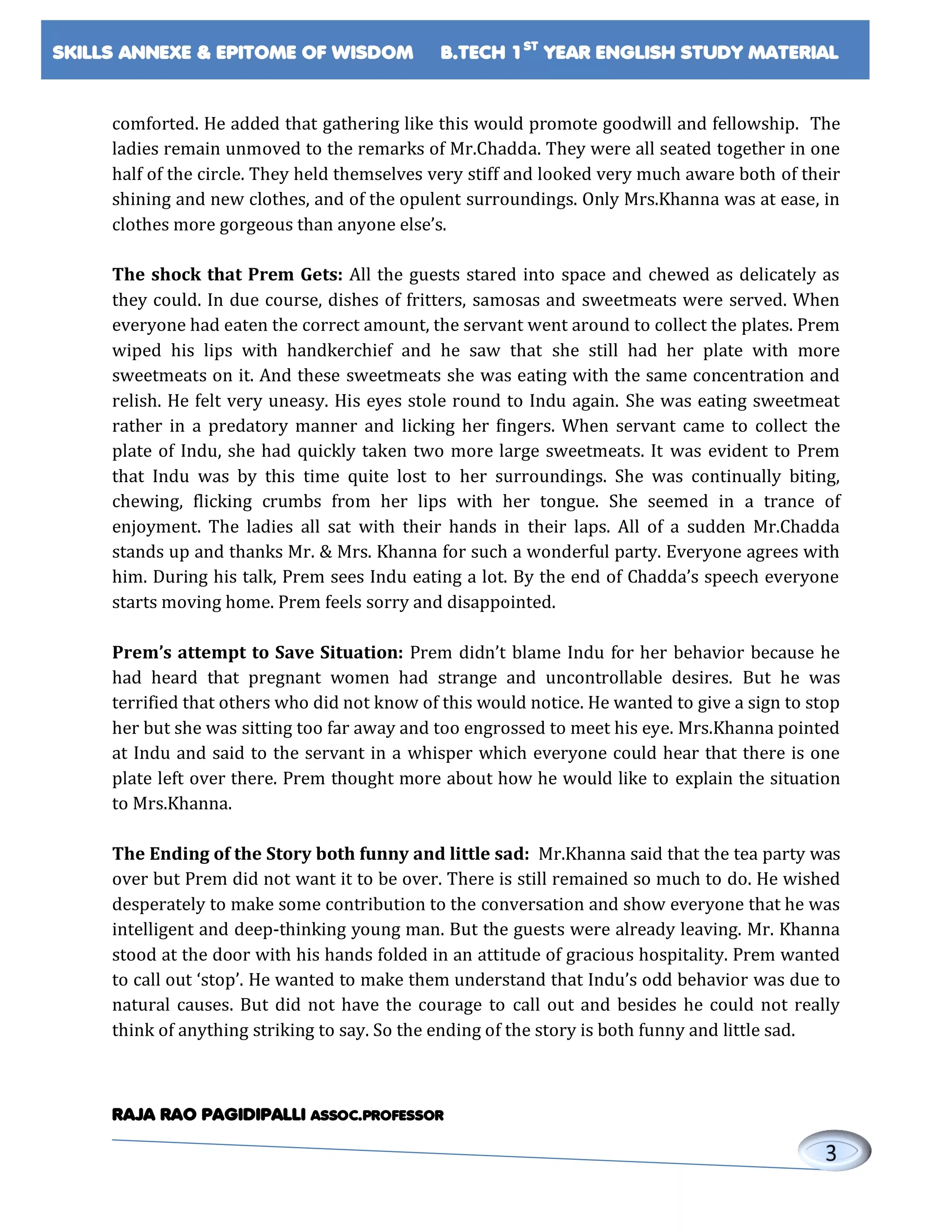 SKILLS ANNEXE & EPITOME OF WISDOM - B.TECH 1ST YEAR ENGLISH STUDY ...