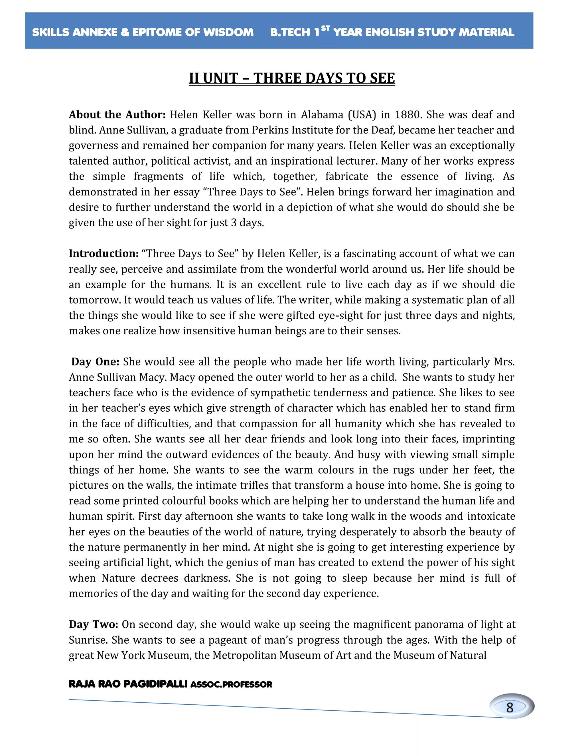 SKILLS ANNEXE & EPITOME OF WISDOM - B.TECH 1ST YEAR ENGLISH STUDY ...