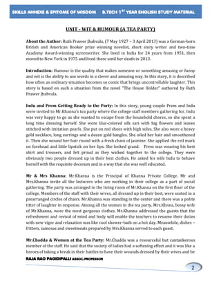 SKILLS ANNEXE & EPITOME OF WISDOM - B.TECH 1ST YEAR ENGLISH STUDY ...