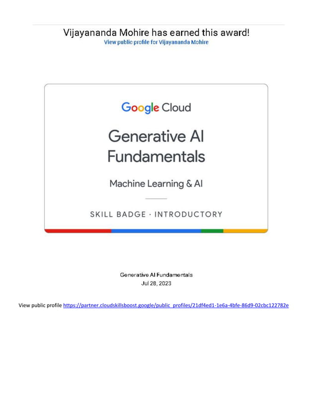 Skills Badge - Generative AI Fundamentals | PDF | Artificial Intelligence | Technology & Computing