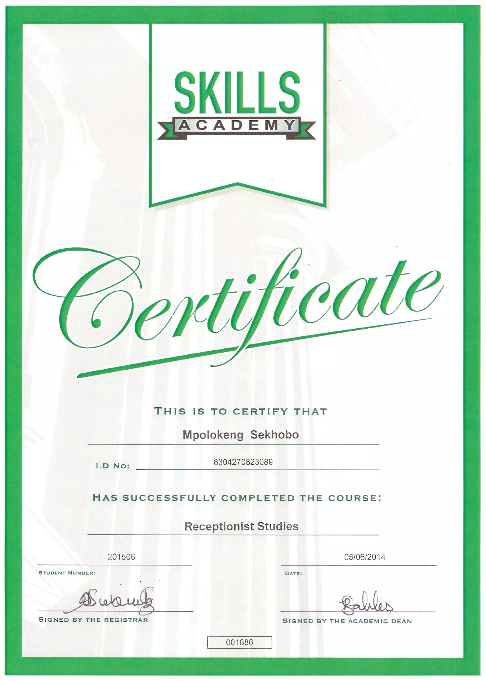 Skills certificate | PDF