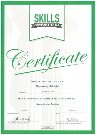 Skills certificate | PDF