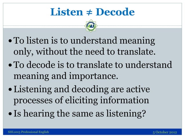 Decoding Skills - Listening | PPT