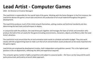 job roles_in_the_games_industry | DOCX | Computer Animation | Computer ...