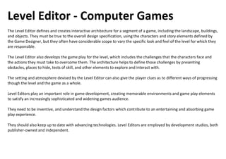 Skillset job roles_in_the_games_industry | PPT