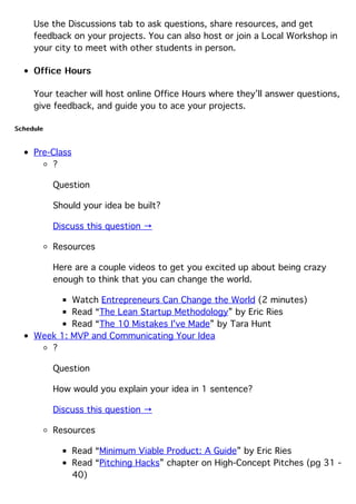 Skillshare classroom - launch your startup idea for less than $1,000 | PDF