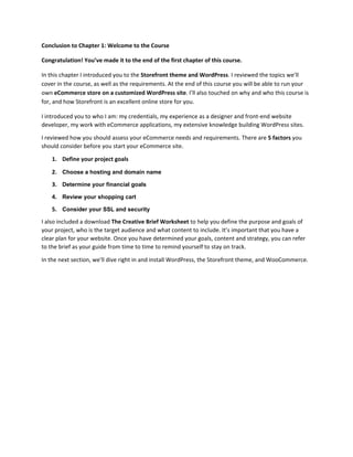 Skillshare conclusion-chapter-1 | PDF