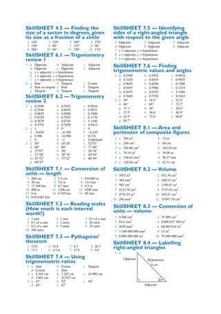 Maths A - Skill sheets answers | PDF