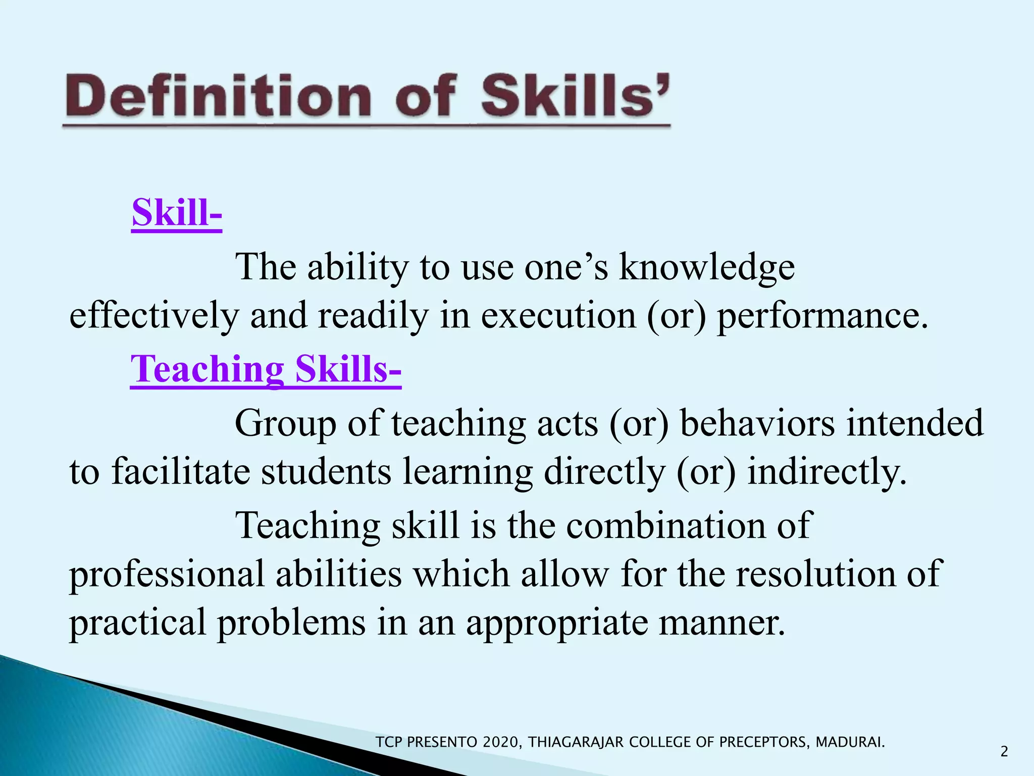 SKILLS IN CLASSROOM TEACHING | PPTX