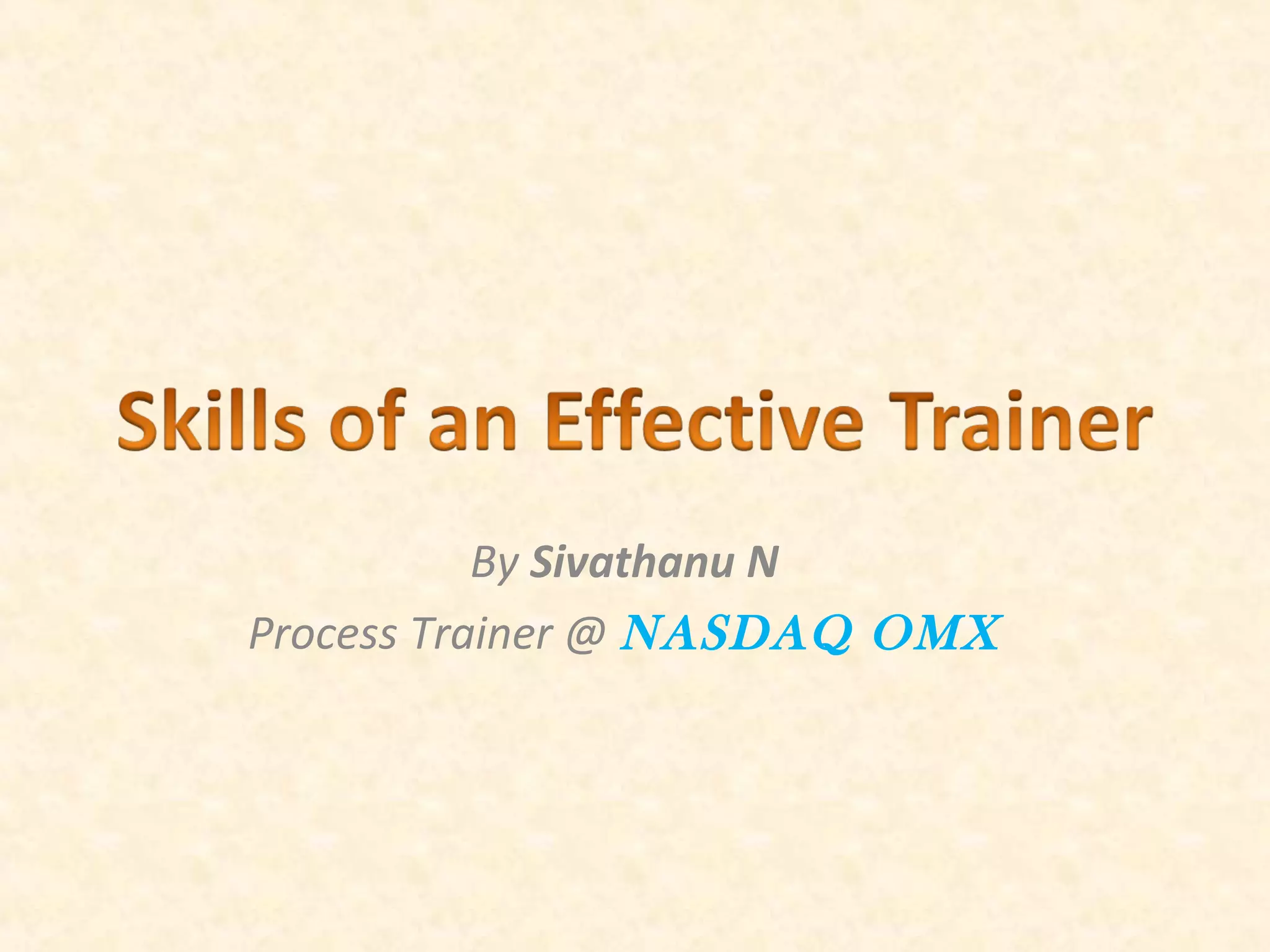 Skills of an Effective Trainer | PPT